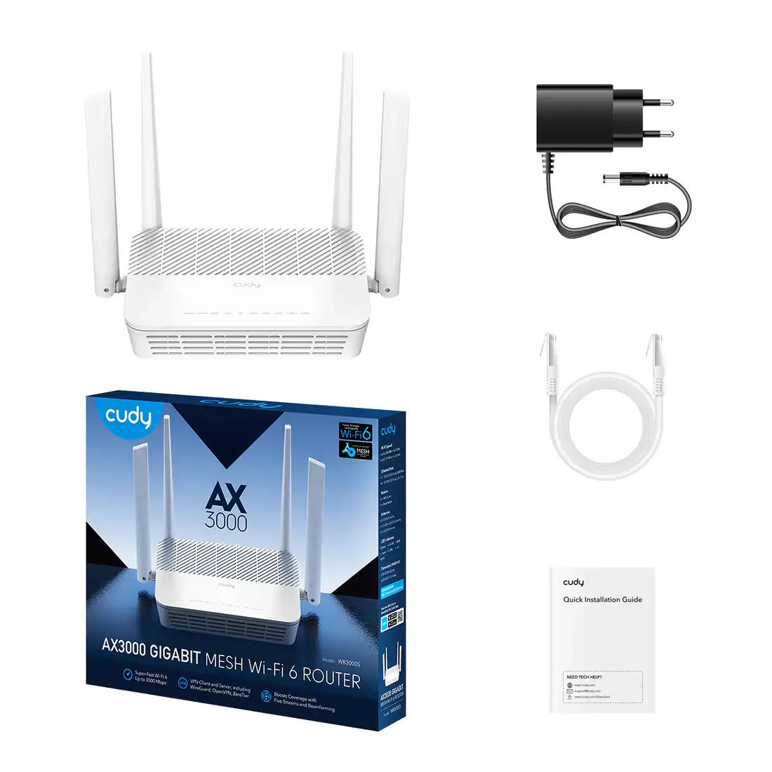 راوتر واي فاي Cudy AX3000 Gigabit Mesh Wi-Fi 6 WR3000S - كلش زين